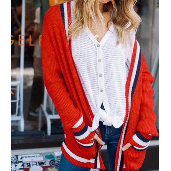 BellanBlue | Sweaters | 35 Cozy Red Open Front Oversized Cardigan ...